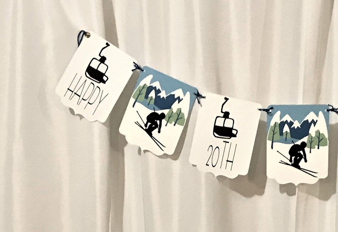 Skiing Birthday Banner Personalized Skiing Birthday Garland | Etsy