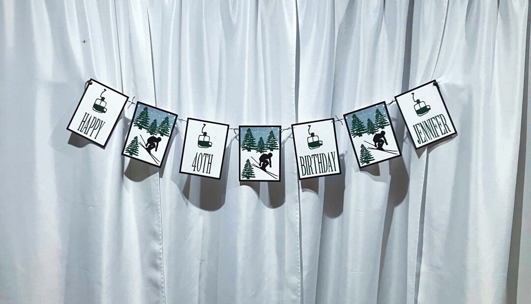 Skiing Birthday Banner - Personalized Skiing Birthday Garland - Skiing ...