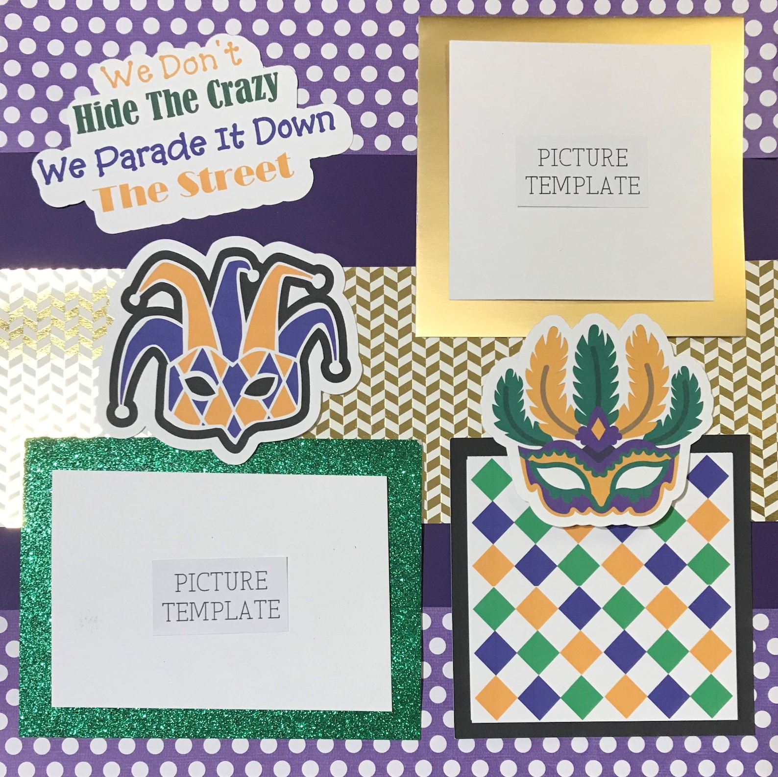 Mardi Gras Scrapbook Kit - Two (2) Page Ready to Assemble Mardi Gras ...