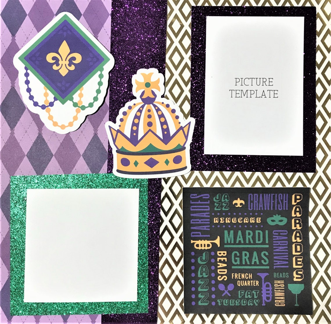 Mardi Gras Scrapbook Kit - Two (2) Page Ready to Assemble Mardi Gras ...