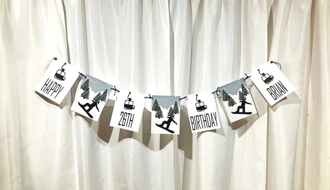 Skiing Birthday Banner Personalized Snowboarding Birthday Banner ...