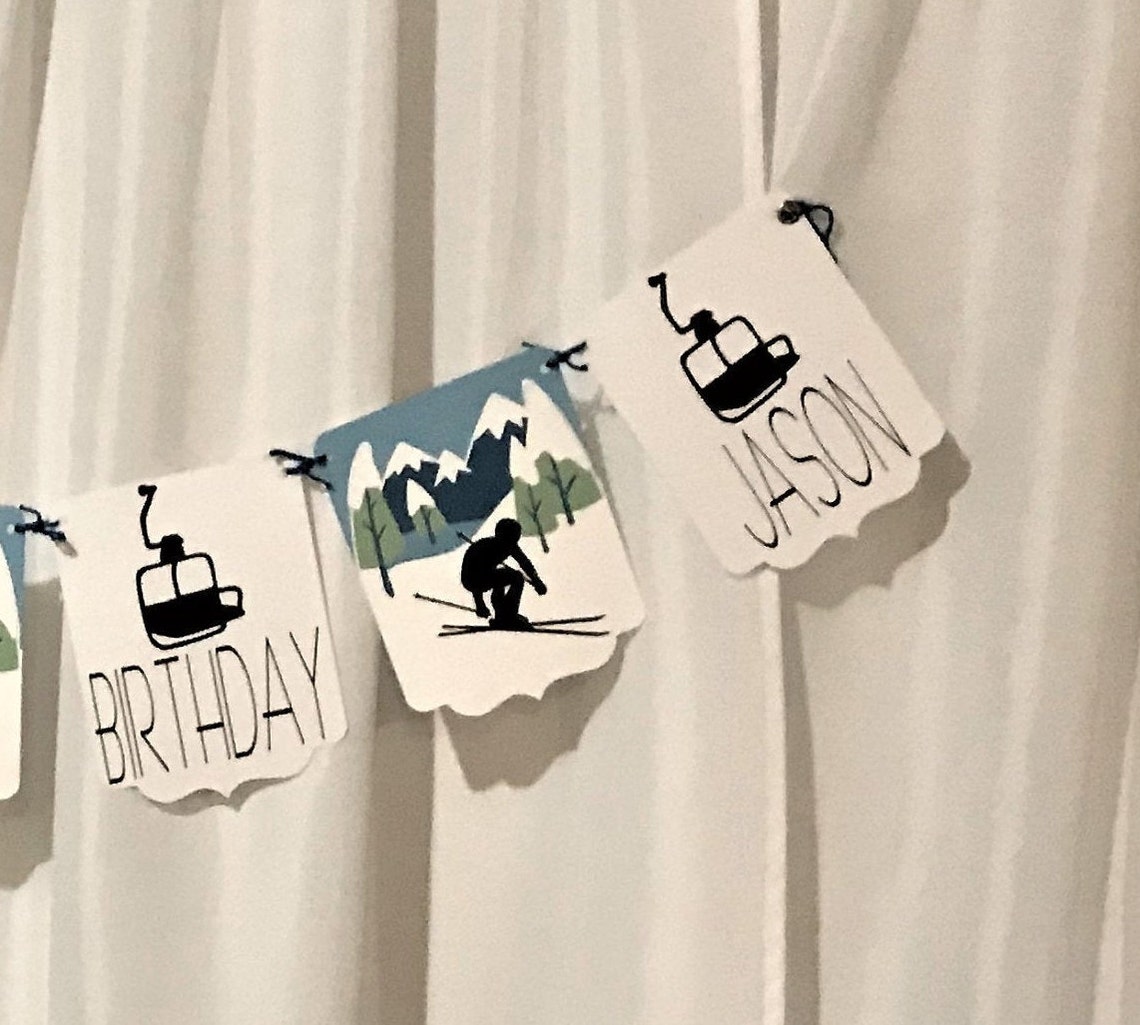 Skiing Birthday Banner Personalized Skiing Birthday Garland | Etsy