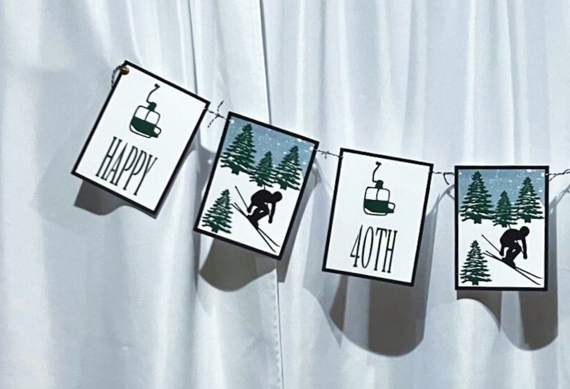 Skiing Birthday Banner - Personalized Skiing Birthday Garland - Skiing ...