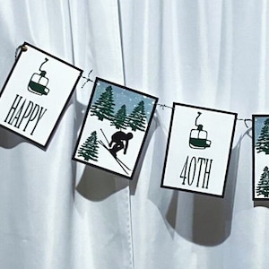 Skiing Birthday Banner - Personalized Skiing Birthday Garland - Skiing ...