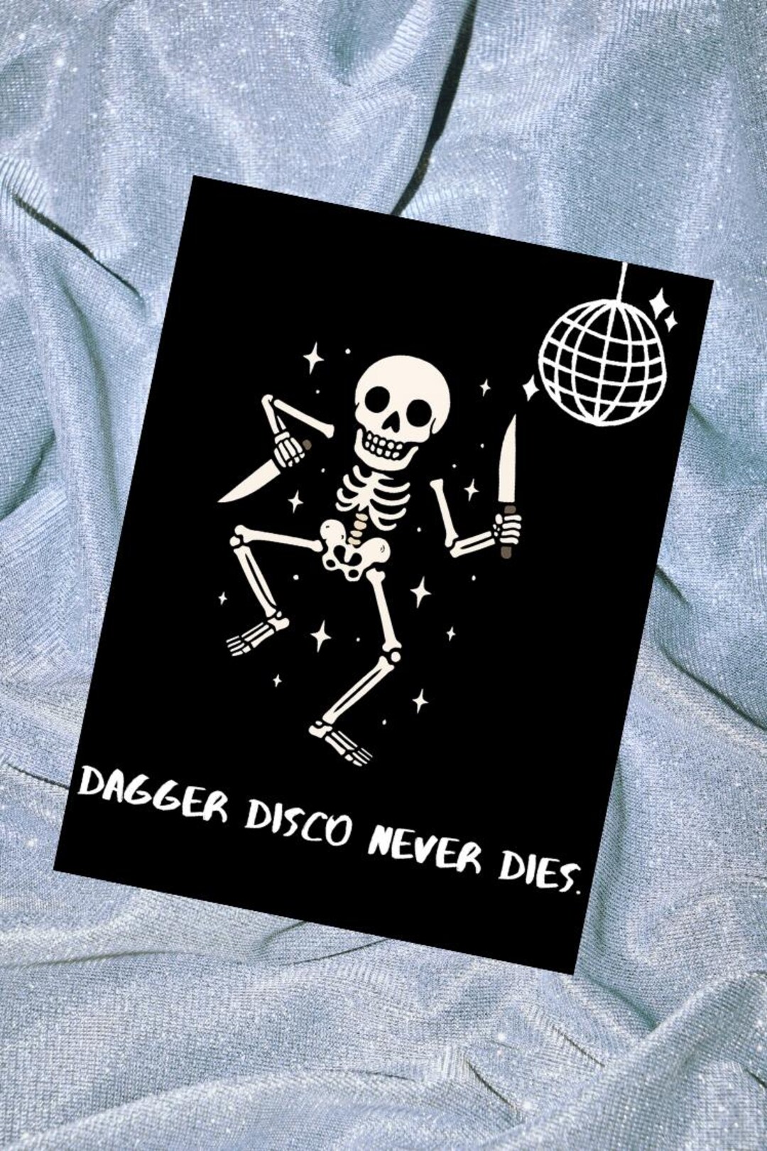 Retro Disco Skeleton Print: Funny Halloween Gothic Wall Art (24x36 PNG ...