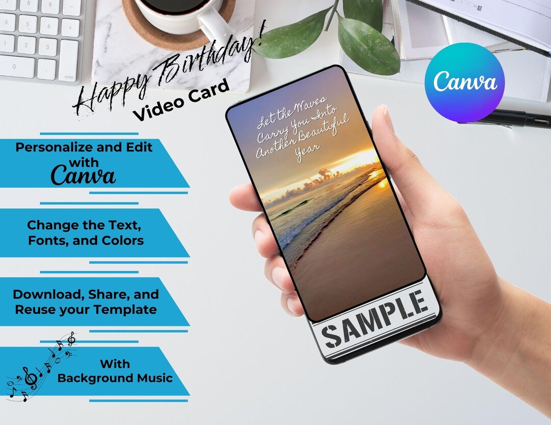 Happy Birthday Beach Mobile Video Card - Etsy