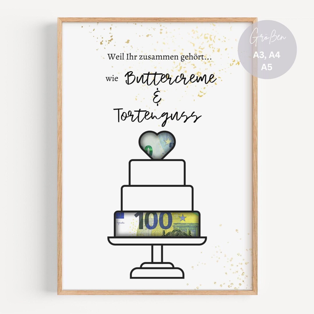 Money Gift Wedding, Wedding Poster, Creative DIY Gift, Bridal Couple ...