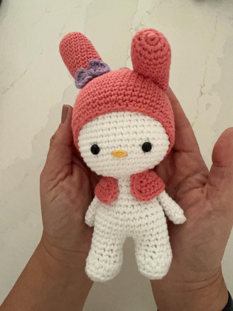 Boneca Amigurumi My Melody em Crochê – Pelúcia Kawaii Feita à Mão ...