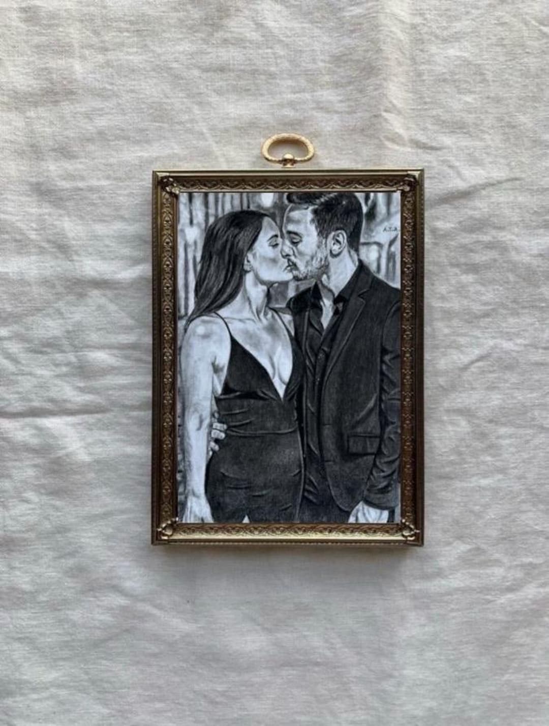 Romantic Couple Kissing Drawing | Charcoal Pencil Sketch | Intimate Art ...