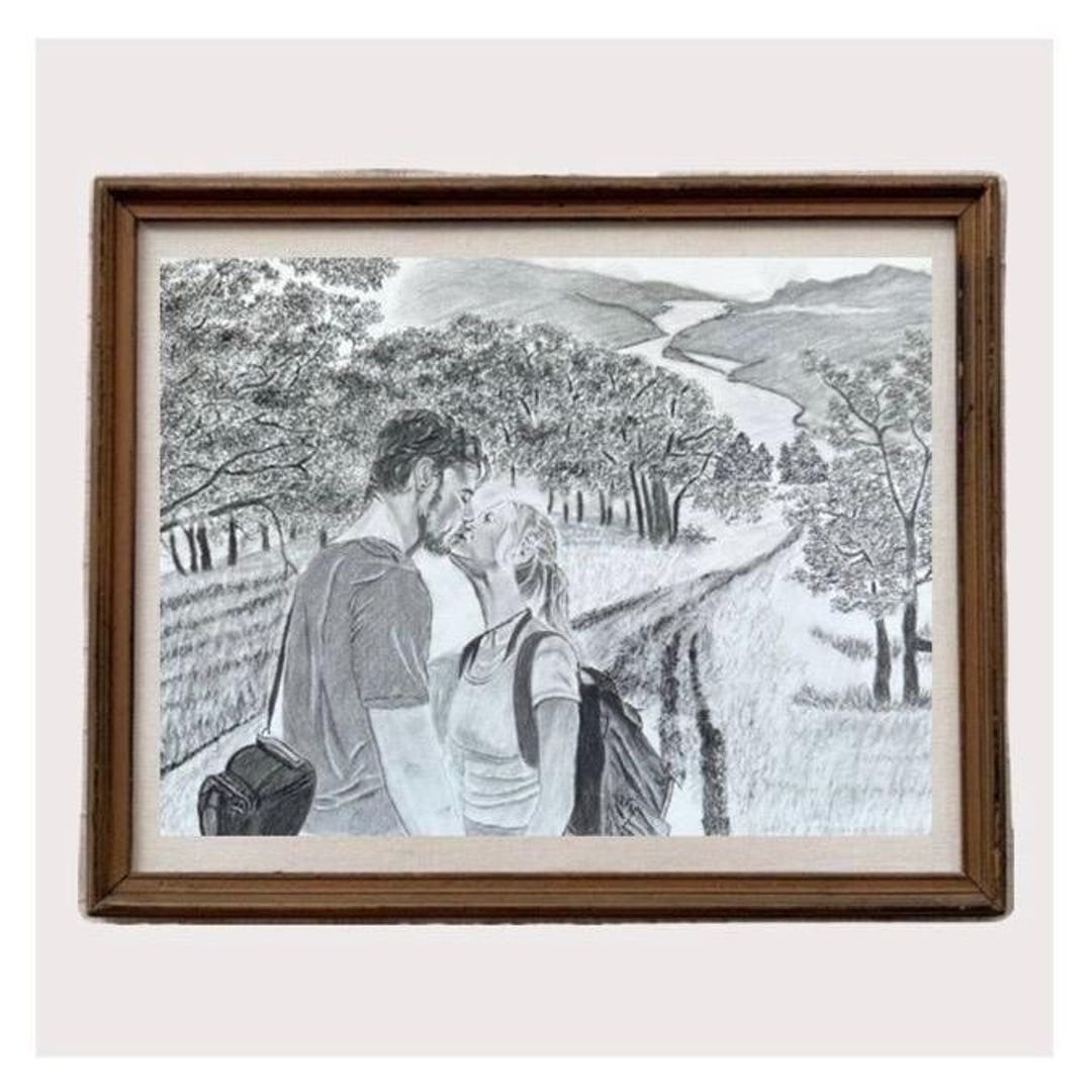 Romantic Couple Kissing Drawing | Charcoal Pencil Sketch | Intimate Art ...