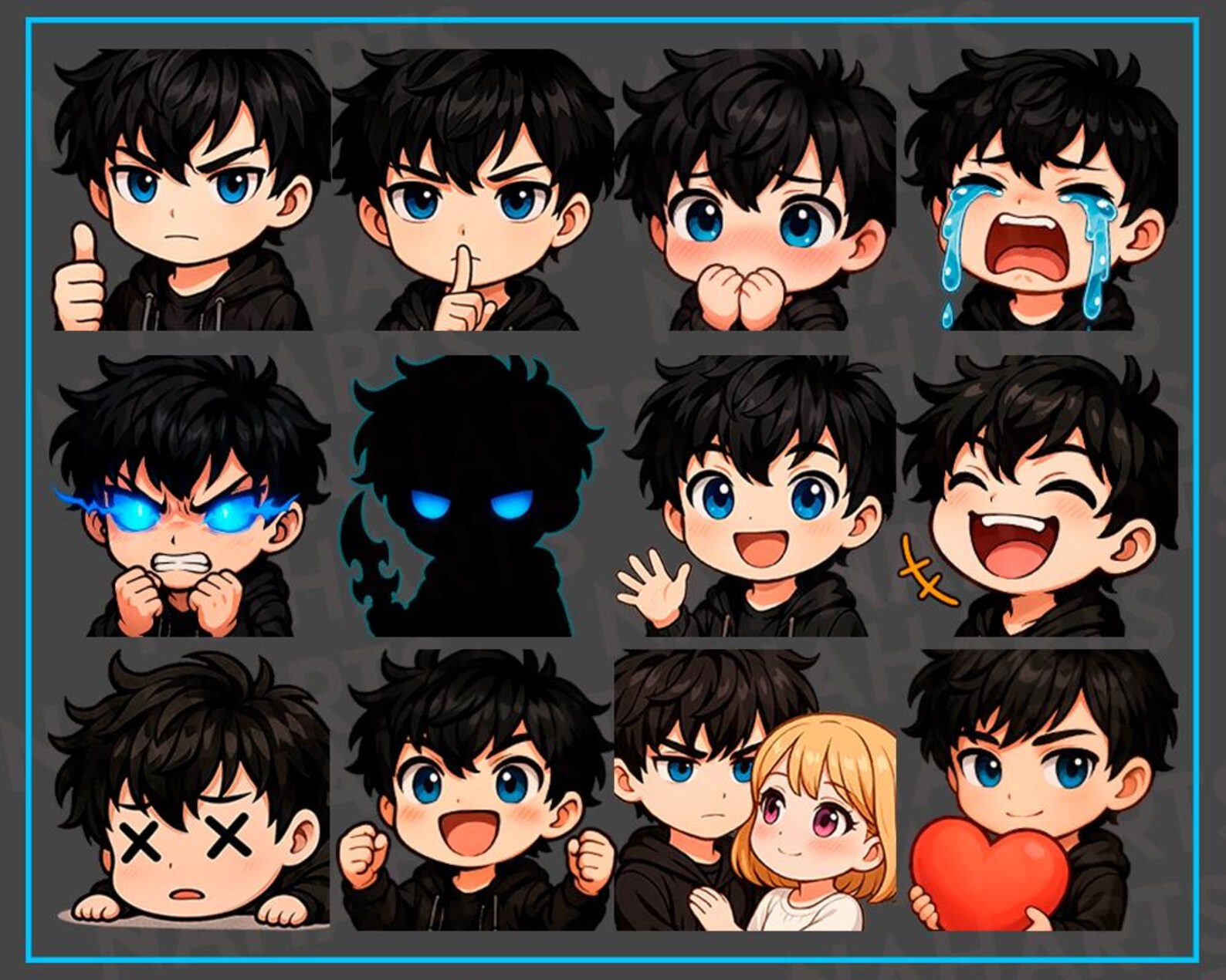 12 Chibi Emotes + Avatar Solo Leveling - Etsy