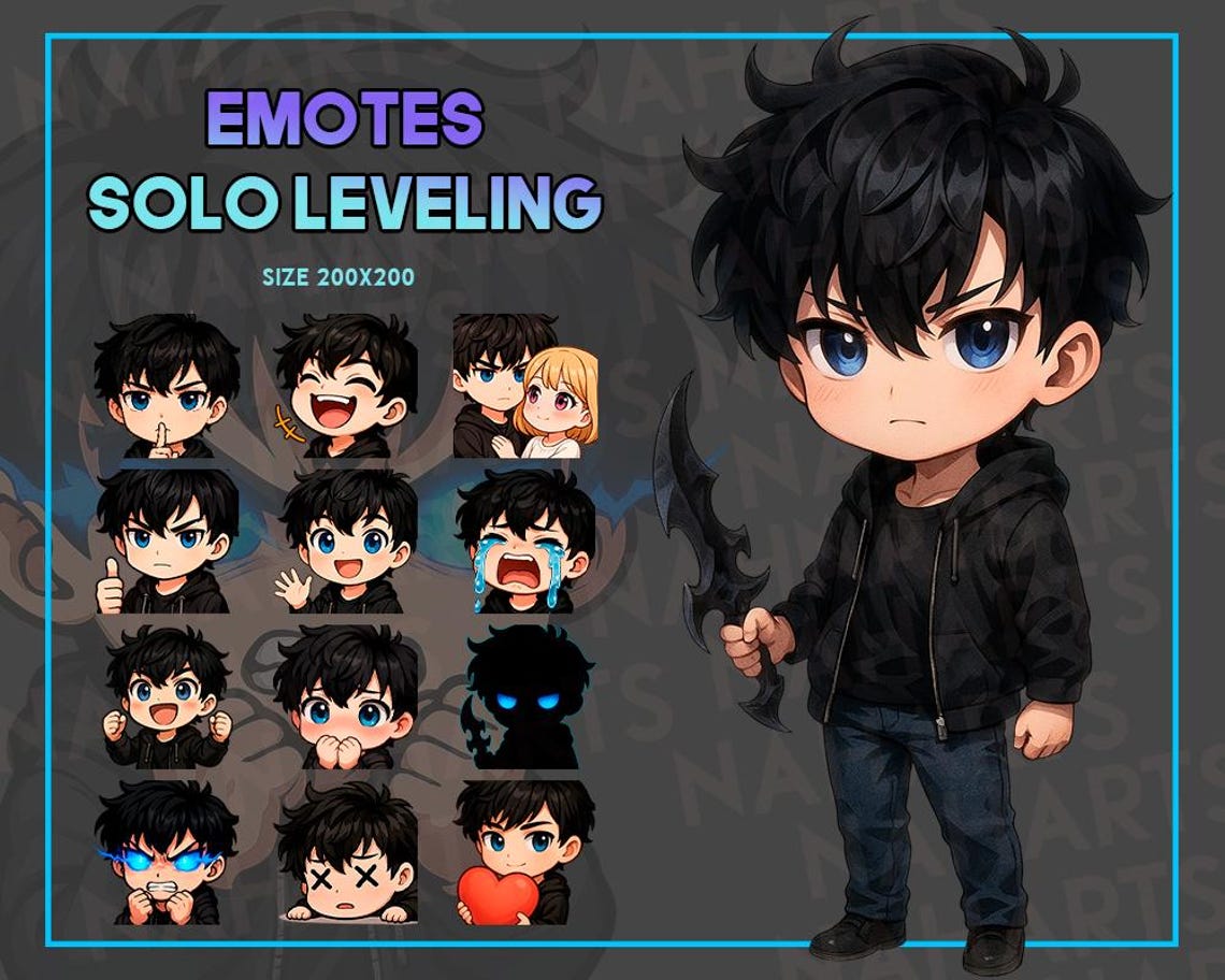 12 Chibi Emotes + Avatar Solo Leveling - Etsy