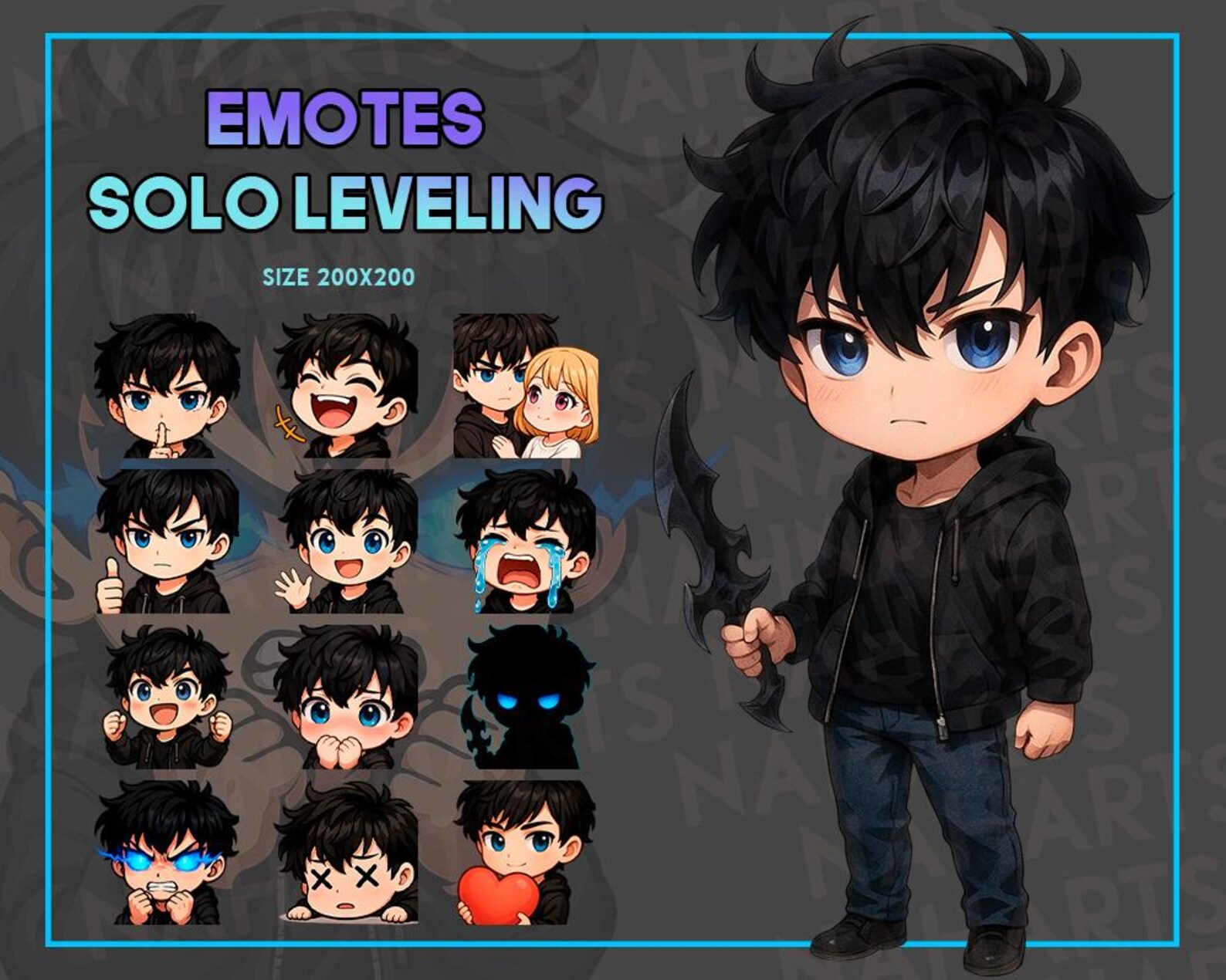 12 Chibi Emotes + Avatar Solo Leveling - Etsy