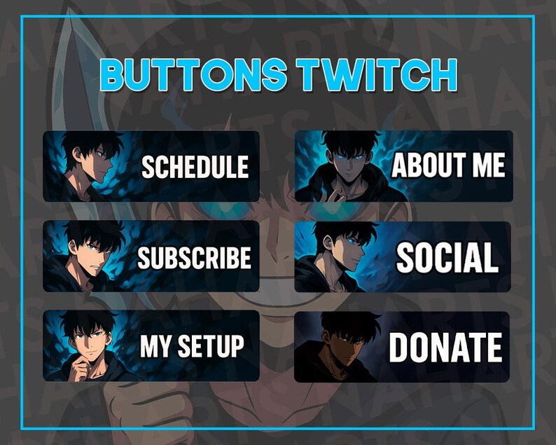 6 Buttons Twitch Solo Leveling - Etsy
