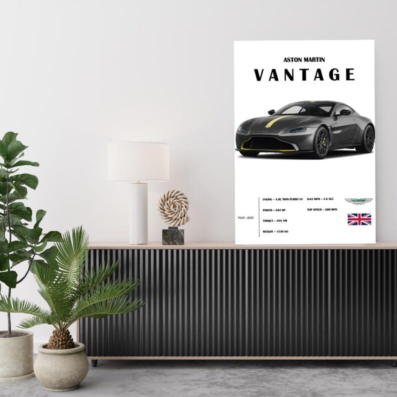Aston Martin Vantage Poster | Sports Car Art Print | Garage Decor - Etsy UK