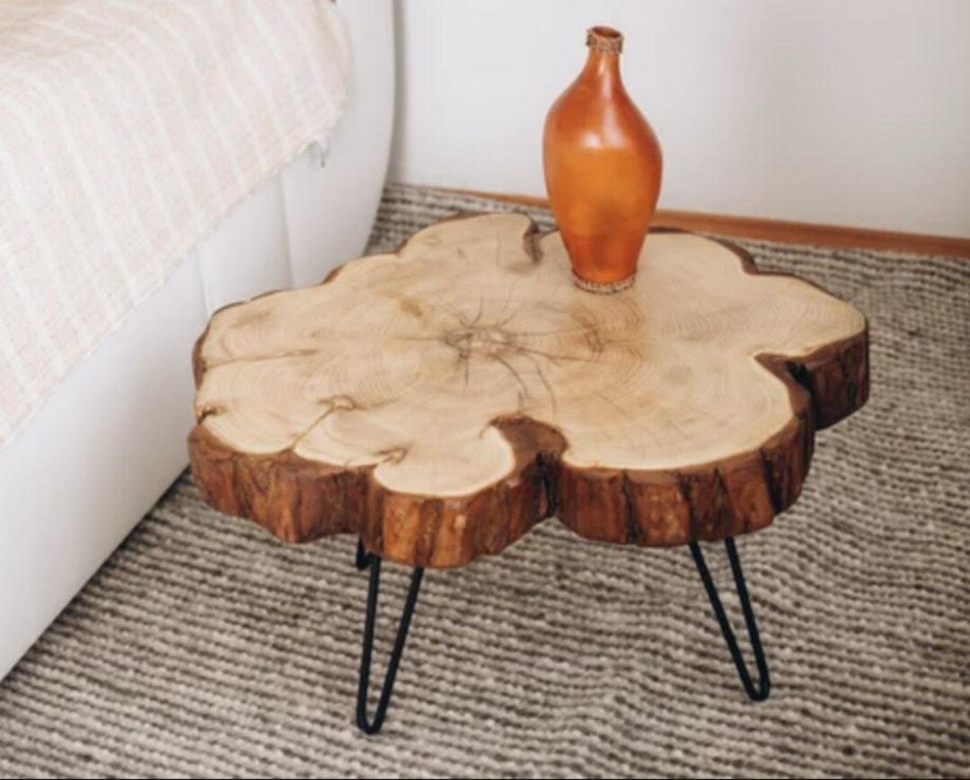 Custom Made Live Edge Cross Cut Solid Wood Coffee Table or End Table ...