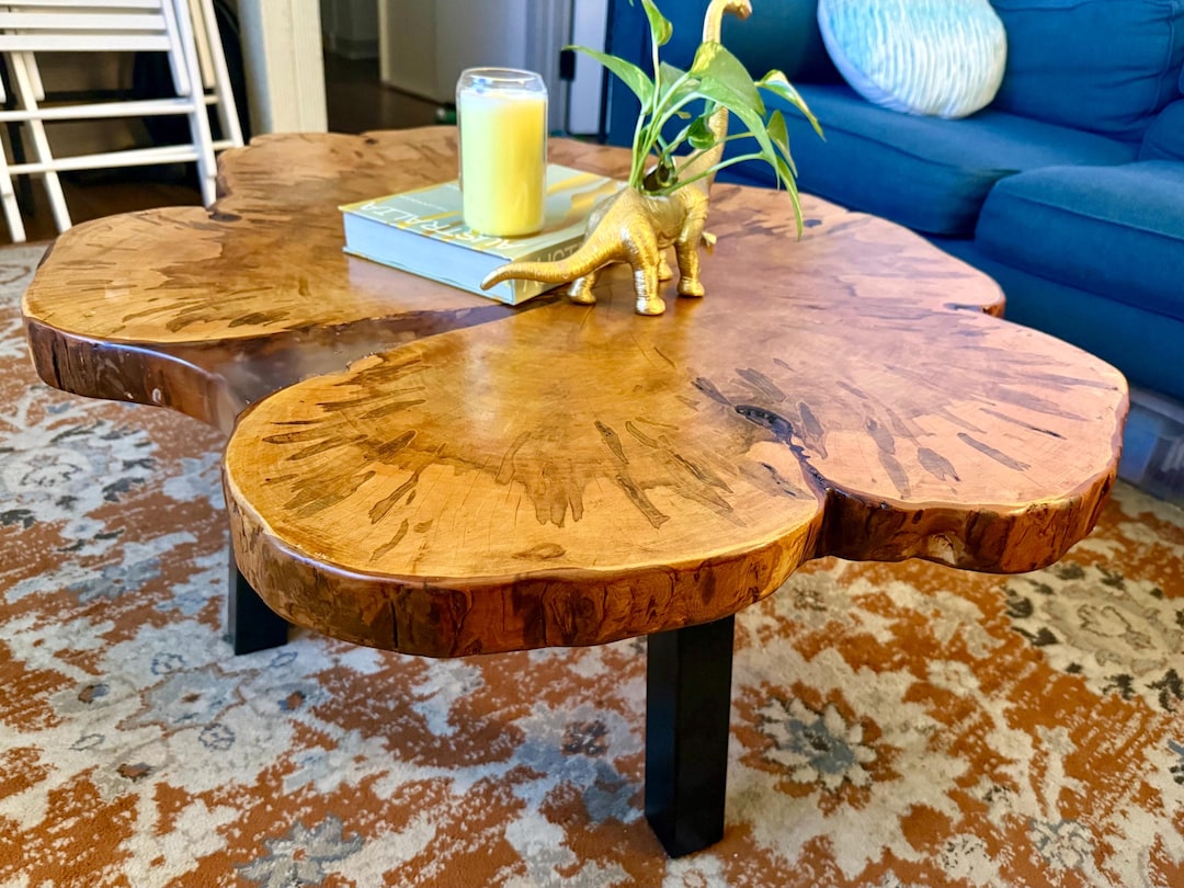 Custom Live Edge Cross Cut Solid Wood Coffee Table or End Table, Round ...