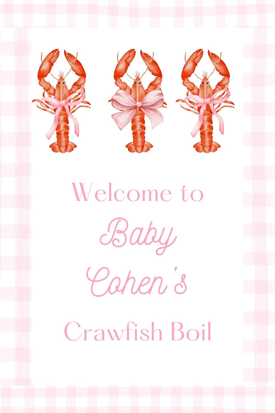 Crawfish Boil Welcome Sign | Pink Gingham Welcome Sign - Etsy