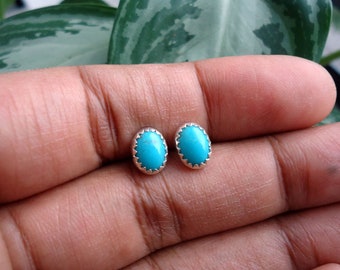 Turquoise Stud Earrings, Turquoise Stud, Sterling Silver Studs ...
