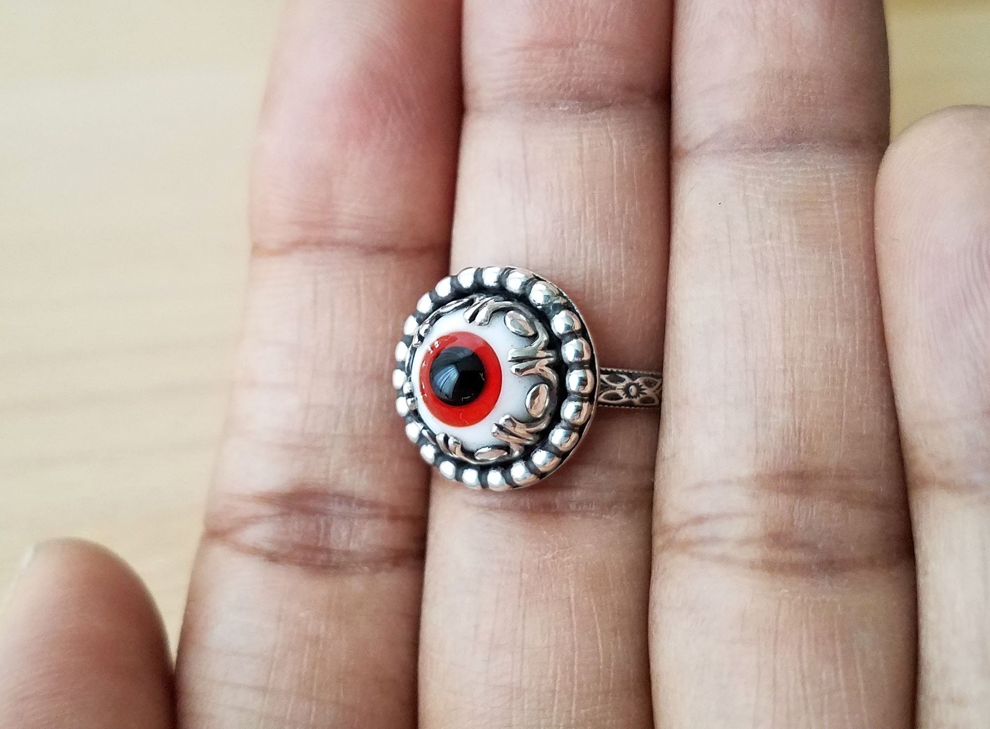 Evil Eye Ring, Evil Eye Ring, Mal De Ojo, Talisman, Glass Eyeball ...