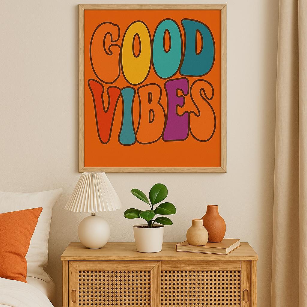 Good Vibes Poster-colorful Retro Wall Art Printable, Psychedelic ...