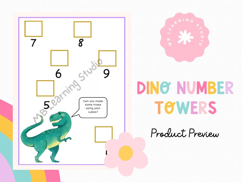 Dinosaur Number Tower - Math Worksheet, Learning Materials, Numbers ...