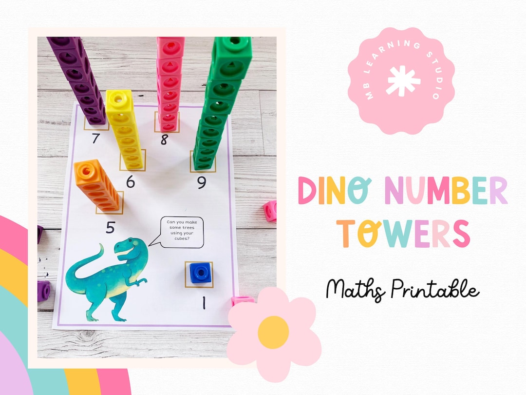 Dinosaur Number Tower - Math Worksheet, Learning Materials, Numbers ...