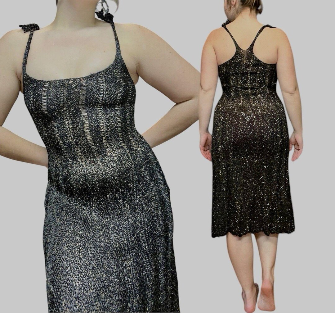 Vintage Lotte Gabole Black Goth Knit Crochet Dress - Etsy