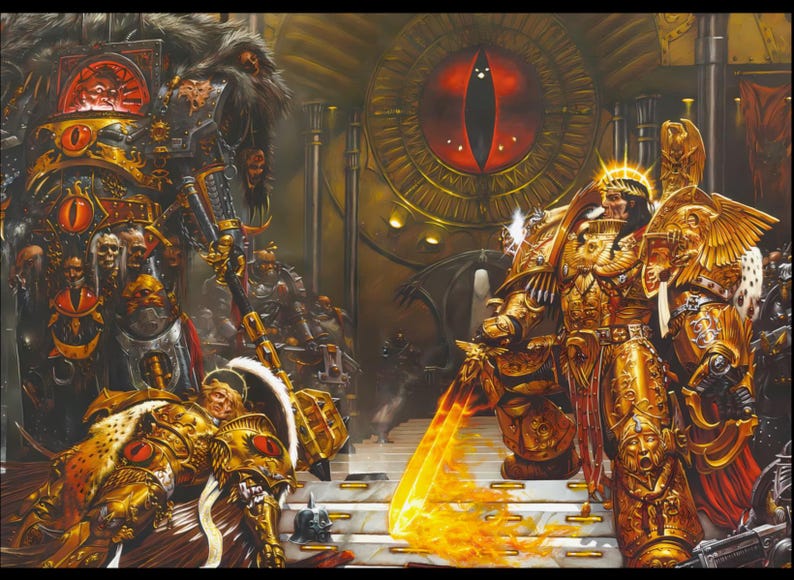 Horus Vs Emperor Fan Art Poster - Final Battle Warhammer 40K Print ...