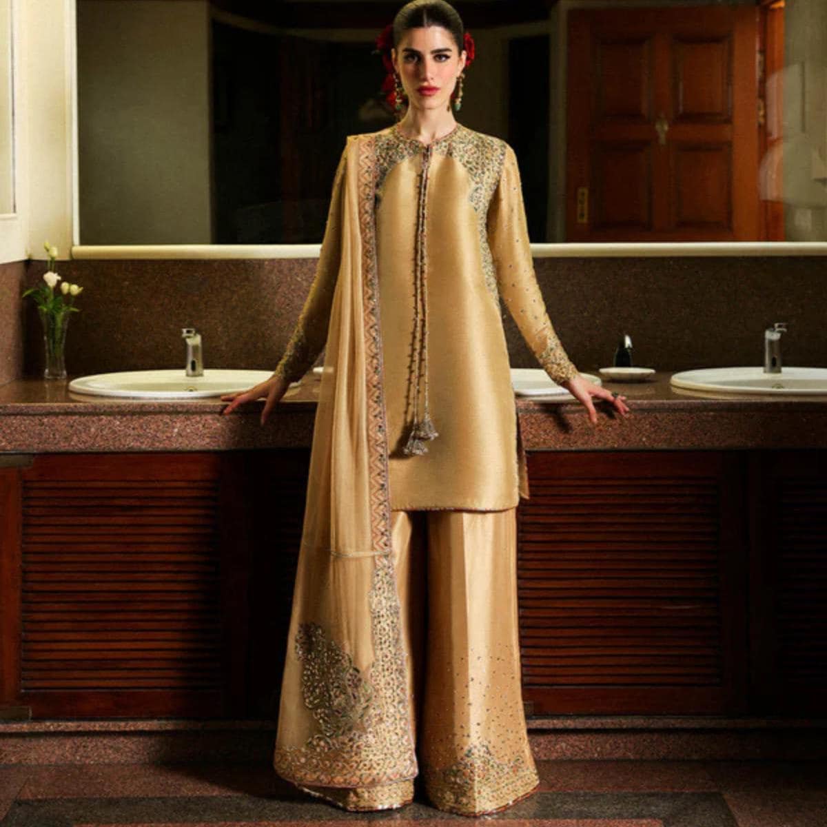 Farshi Shalwar Suit 3PC Pakistani Indian Designer Shalwar Kameez ...