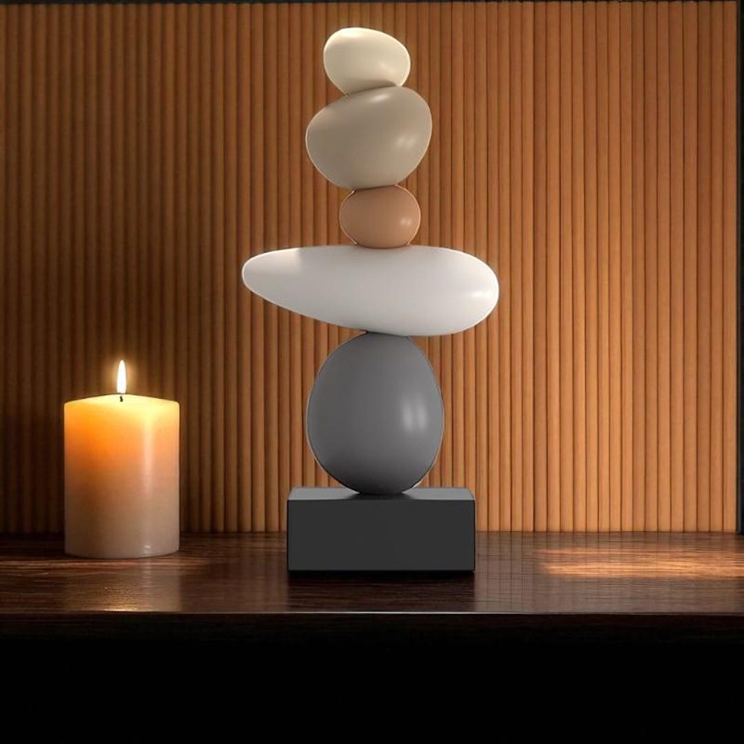 Stacked Zen Stone Sculpture, Resin Decor for Peaceful Modern Spaces - Etsy