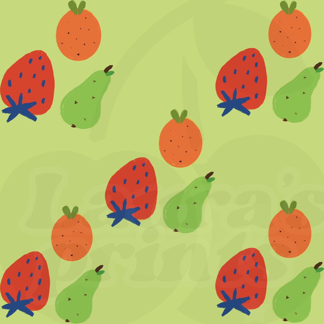 Fruit Strawberry Pear and Orange Repeatable Pattern Wall Art or Fabrics ...