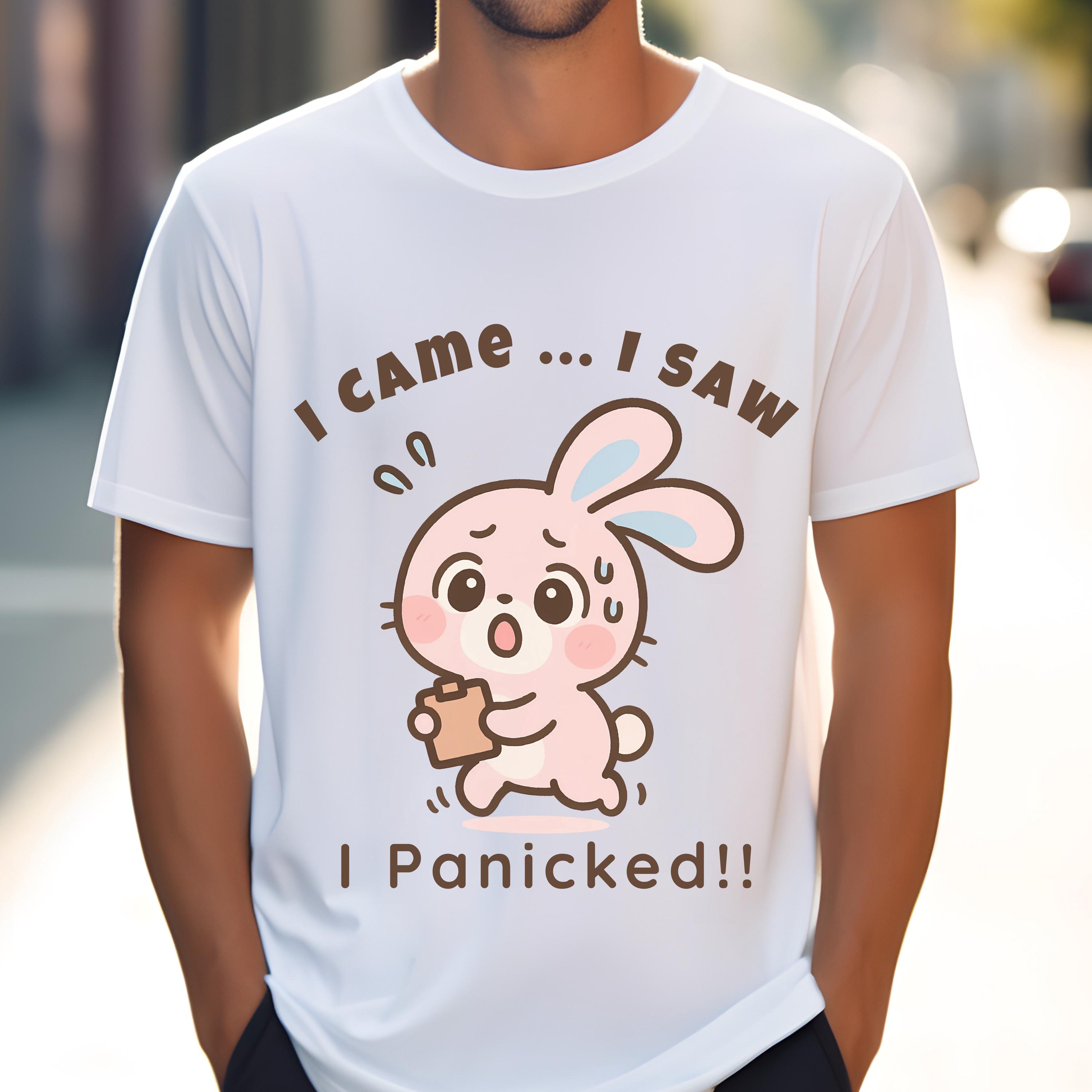 Kawaii Panic Bunny T-shirt: Funny Cartoon Rabbit Graphic Tee - Etsy