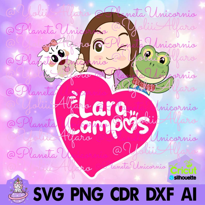 Lara Campos en SVG, rana Rhennéé, Galleta, Lara Lara, rana, Lara, Campos. Incluye tipografía en ...