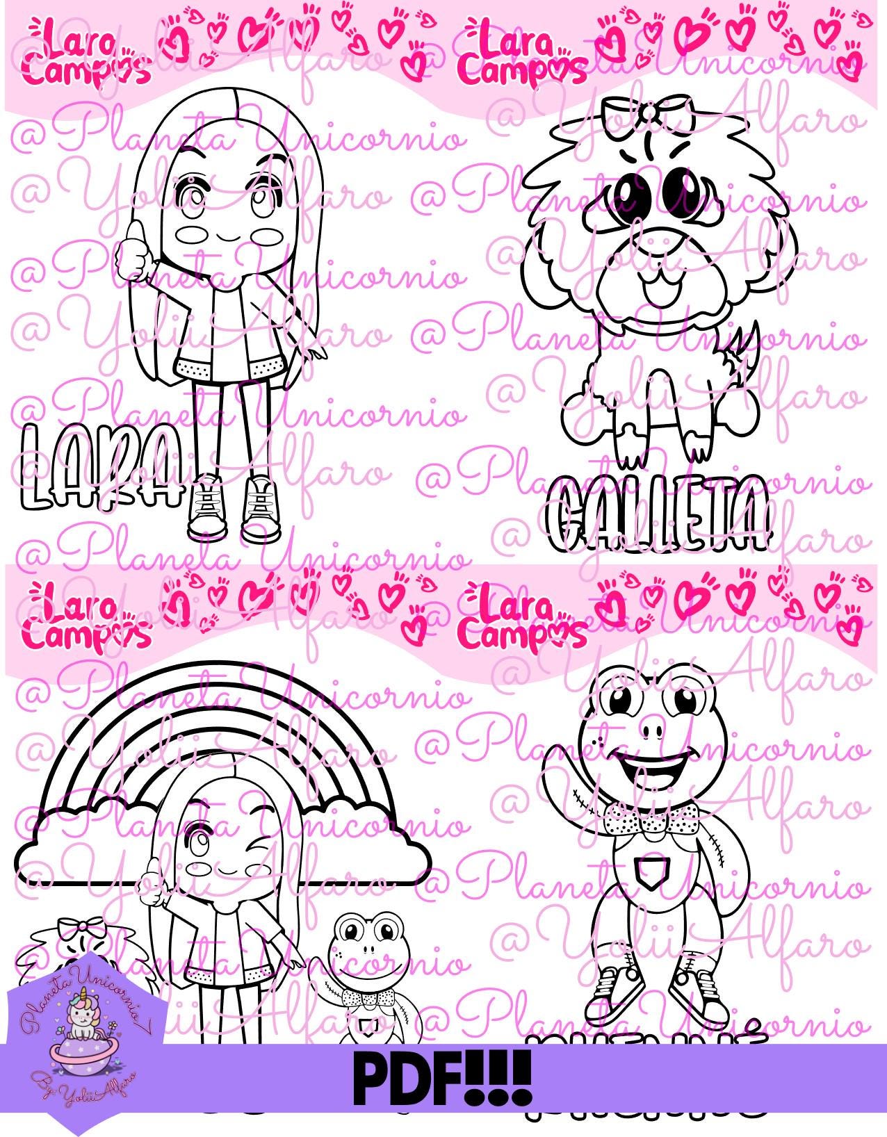 Lara Campos libro para colorear PDF, tamaño media carta, libro de colorear, rana Rhennéé ...