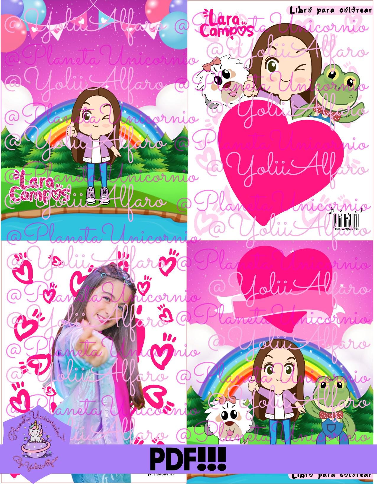 Lara Campos libro para colorear PDF, tamaño media carta, libro de colorear, rana Rhennéé ...