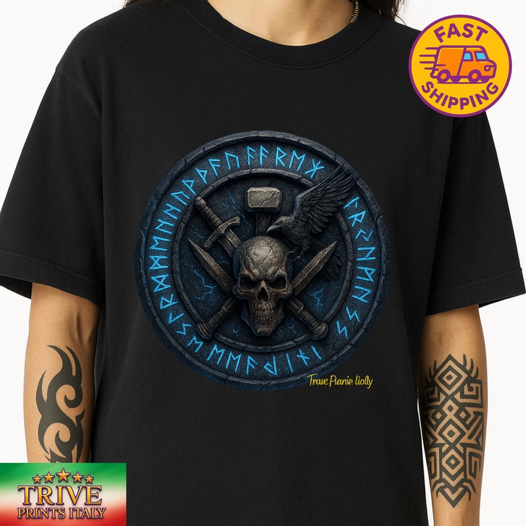 Valhalla Wall Art Nordic Viking Skull Art Print - Valhalla Awaits ...