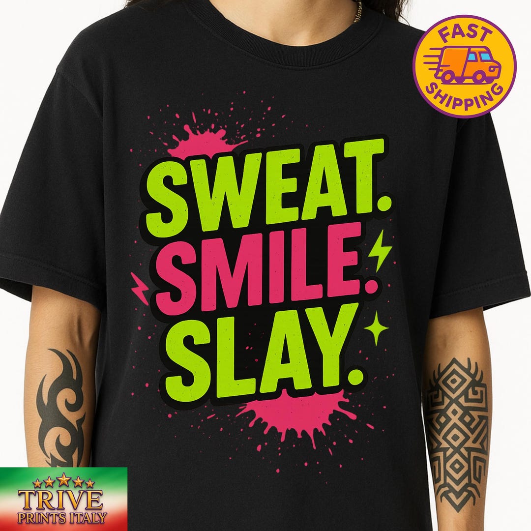 Zumba Workout Neon Gym Shirt Sweat Smile Slay Motivational Workout Tee ...