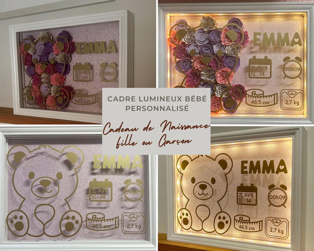 Personalized Baby Light-up Frame - Baby Girl or Boy Gift - LED Shadow ...