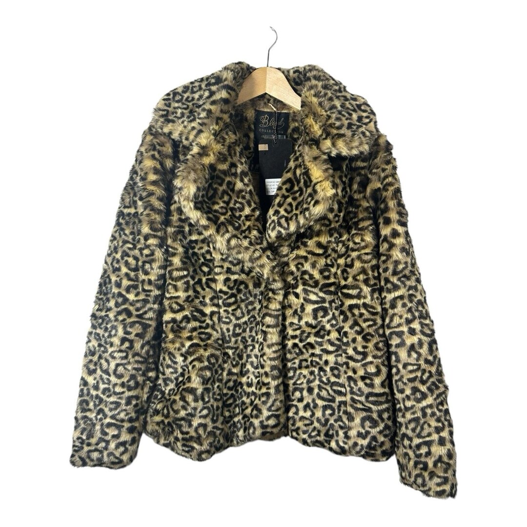 Vintage Y2K Leopard Faux Fur Coat Womens Jacket Furry Warm Winter Coat ...