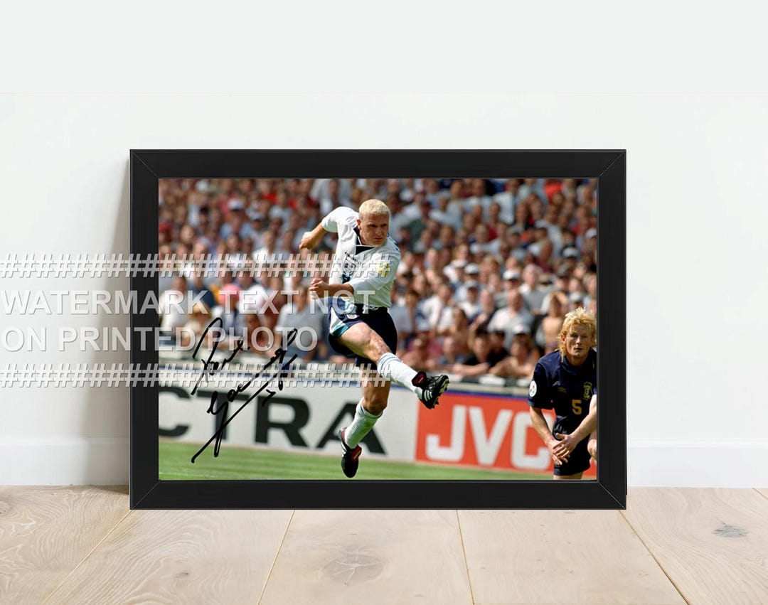 Paul Gazza Gascoigne Signed England Euro 1996 Print Photo Printed ...