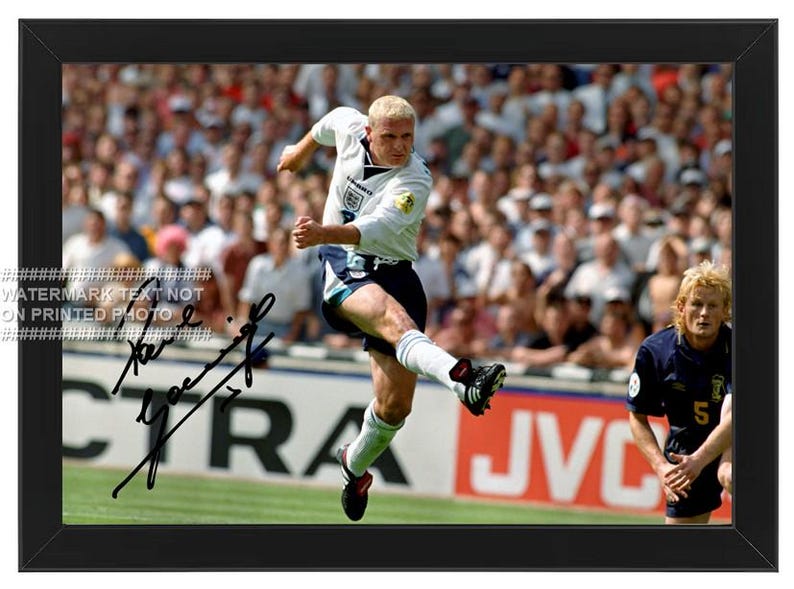 Paul Gazza Gascoigne Signed England Euro 1996 Print Photo Printed ...