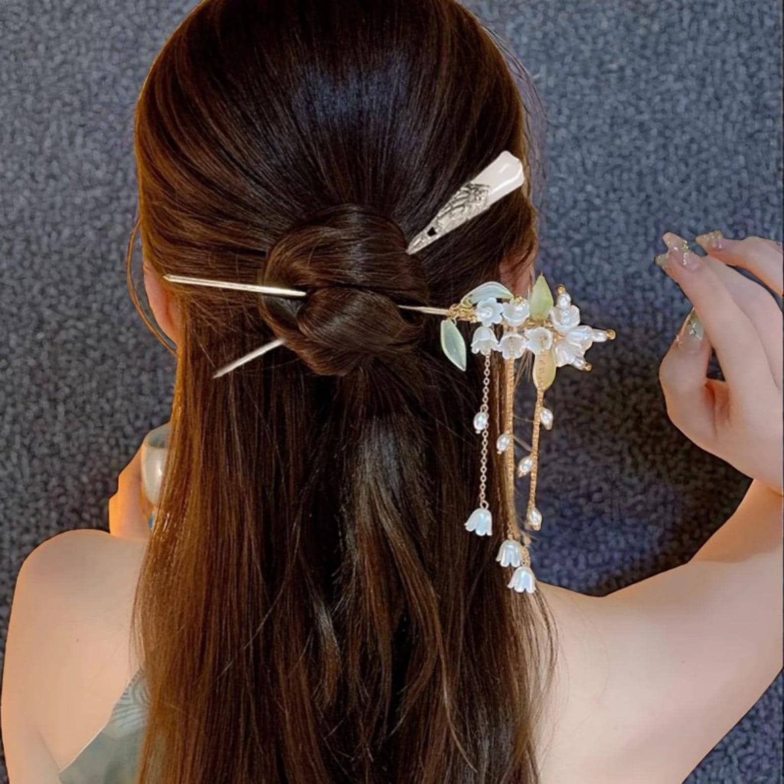 Chinese Hair Clip for Women, Flower Tassel Hairpin for Bridal, Elegant ...