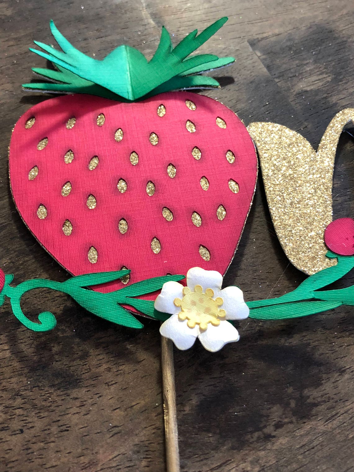 Strawberry Cake Topper. Strawberry Birthday Cake Topper. Fruit | Etsy