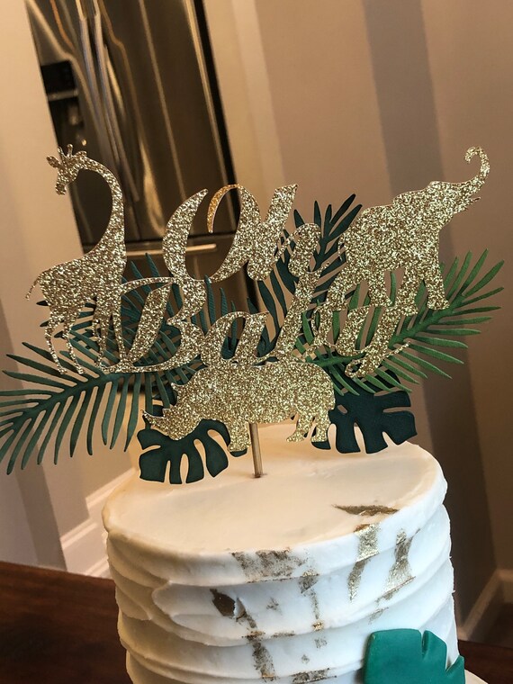 Safari Baby Shower Cake Topper. Gold Safari Cake Topper. - Etsy
