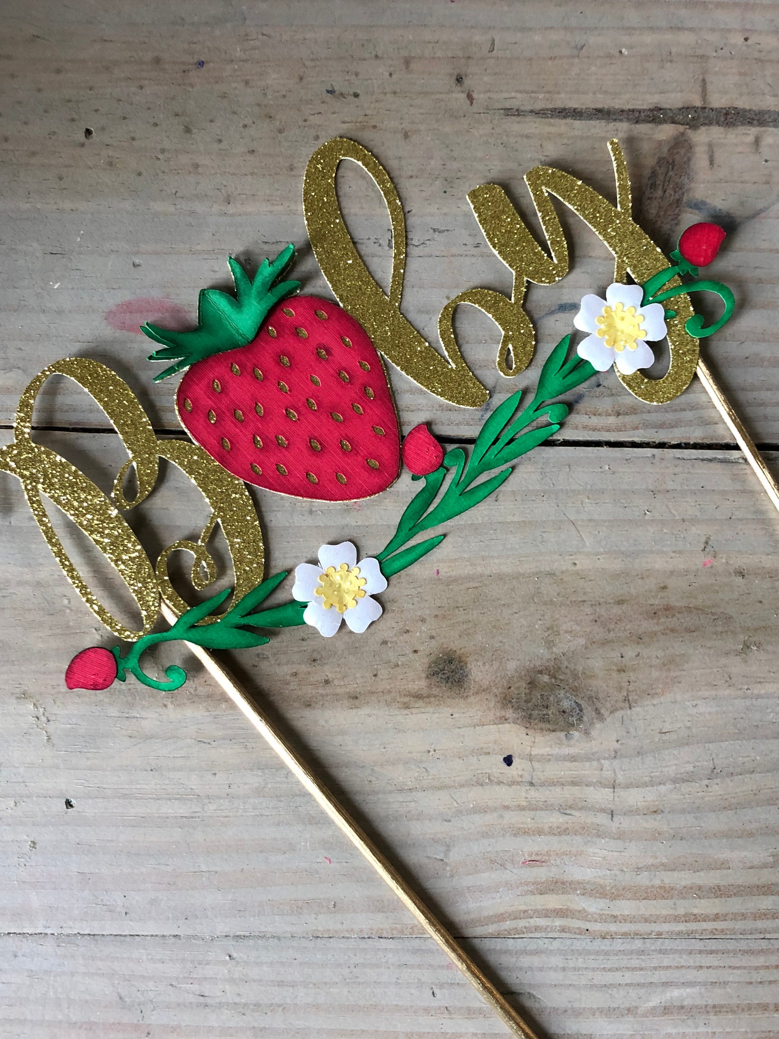 Strawberry Cake Topper. Strawberry Birthday Cake Topper. Fruit | Etsy