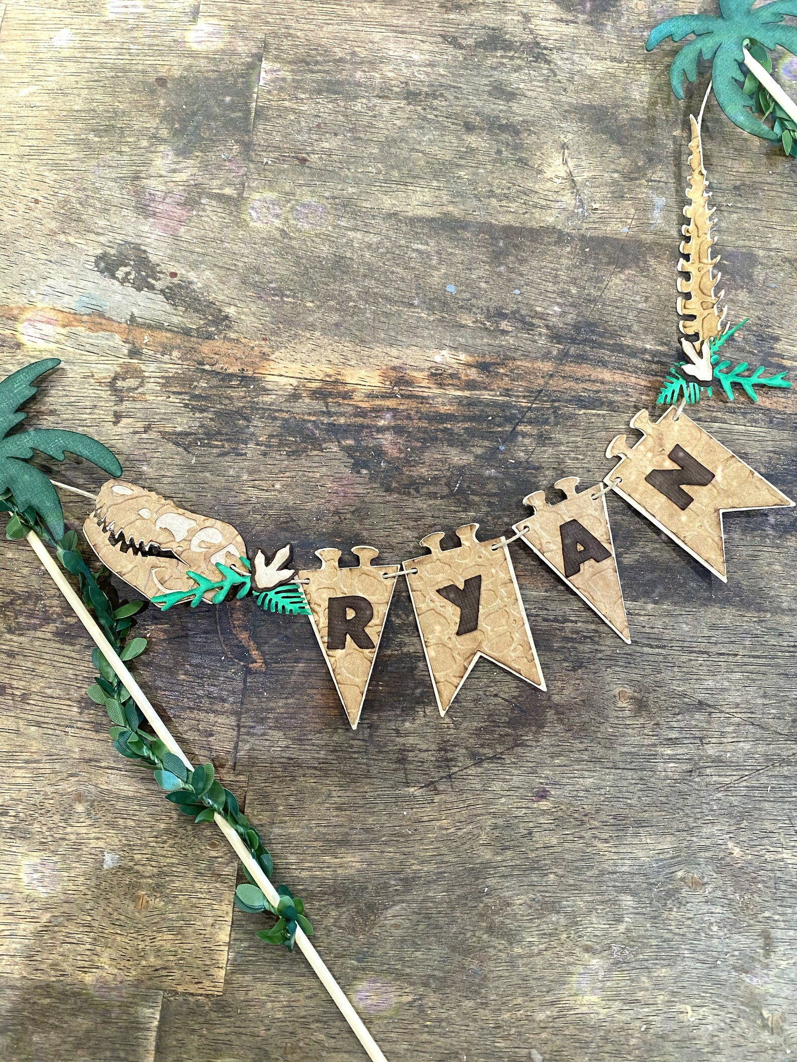 Dinosaur Birthday Cake Topper Banner: Reptile Embossed Party Decor - Etsy