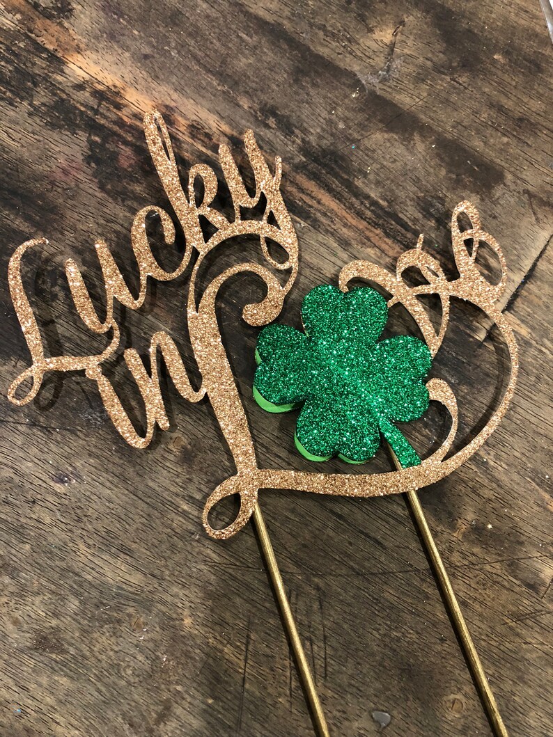 Glitter Lucky in Love Cake Topper. Bridal Shower Cake Topper. | Etsy