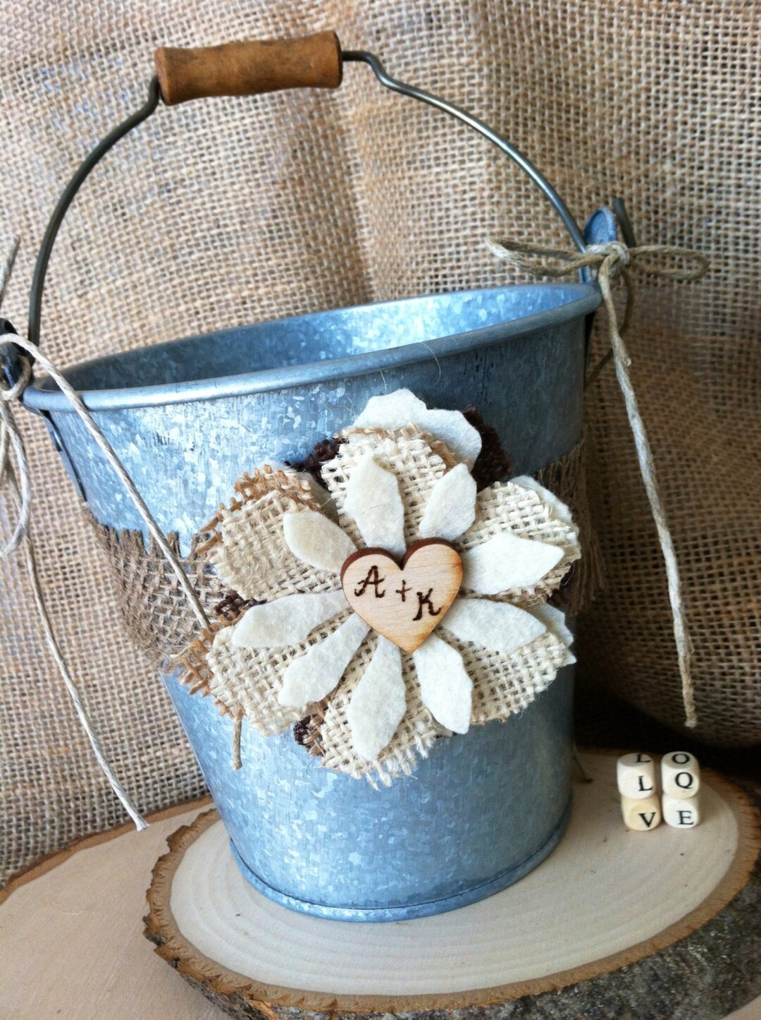 Rustic Country Flower Girl Pail Basket - Etsy