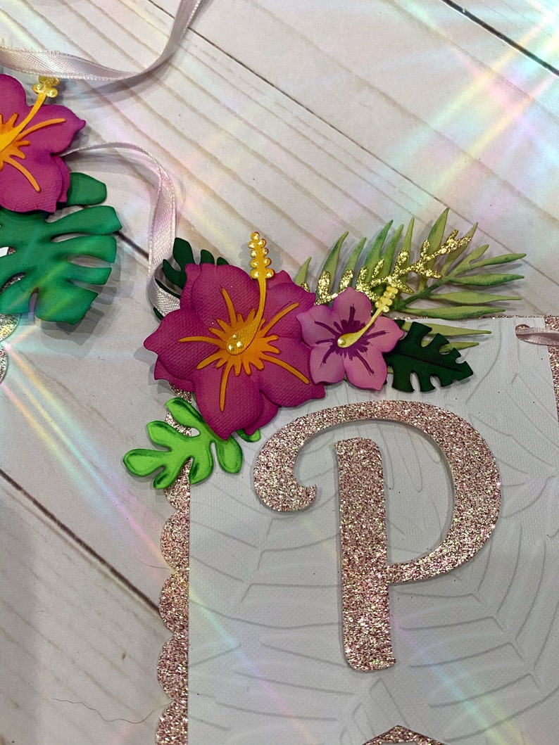 Tropical Happy Birthday Banner. Aloha birthday banner. | Etsy